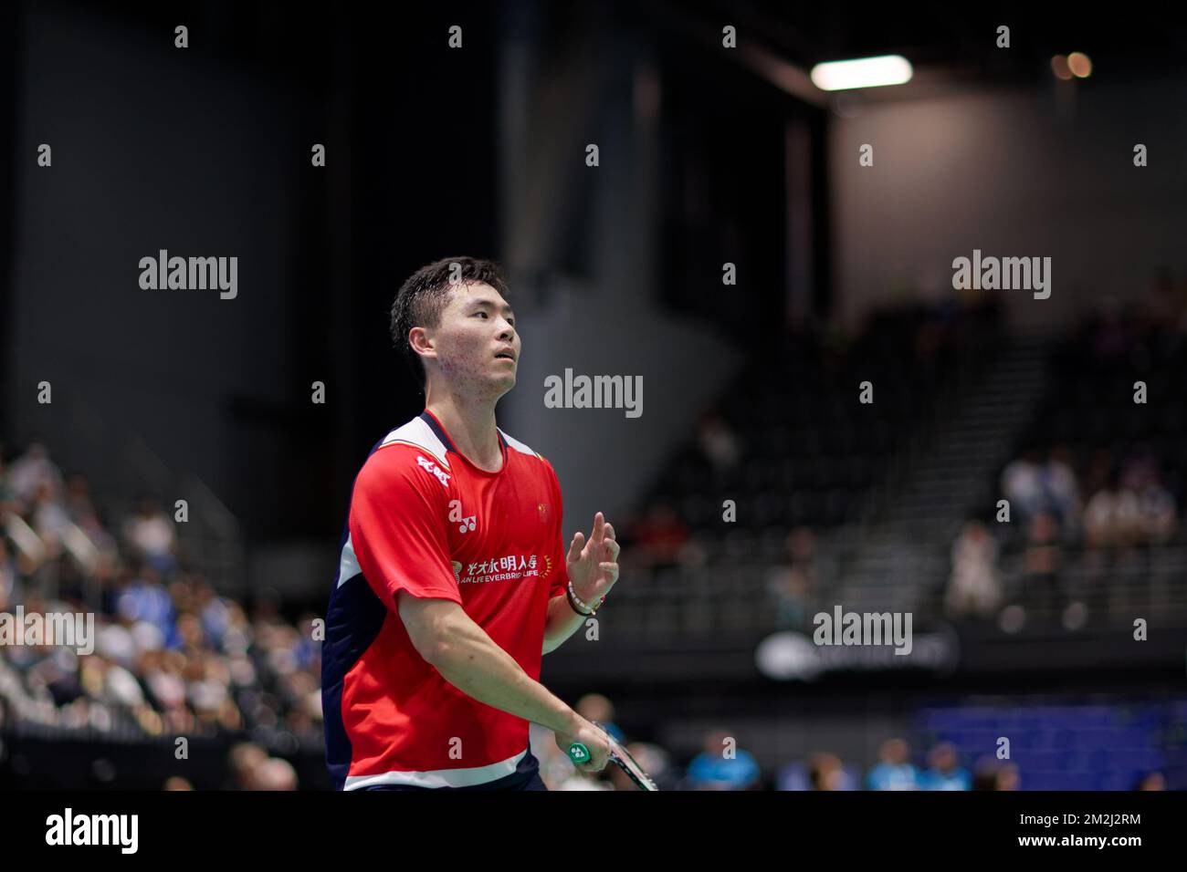 ZHOU Hao Dong of China in action during the mens semi finals doubles ...