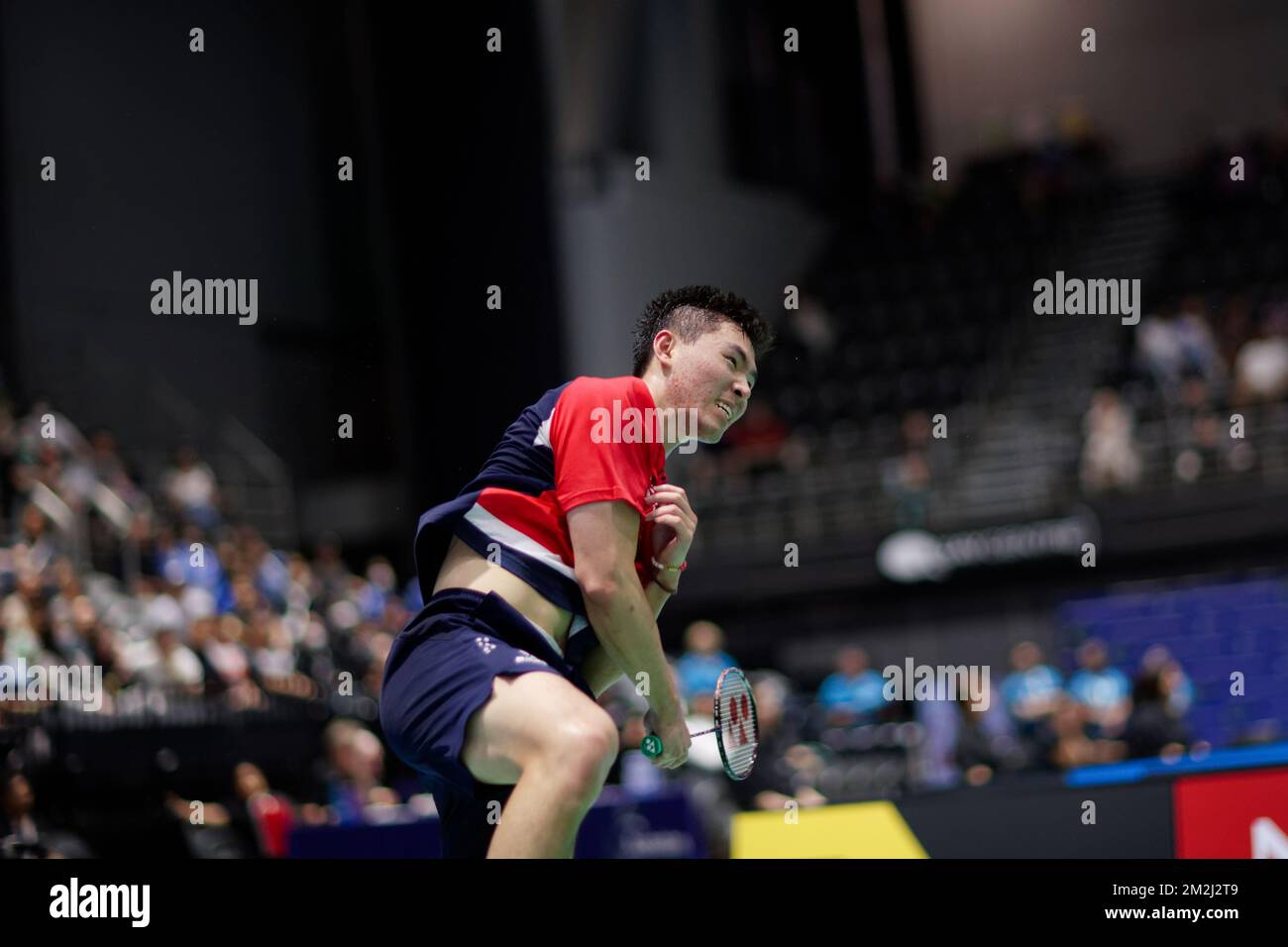 ZHOU Hao Dong of China in action during the mens semi finals doubles ...