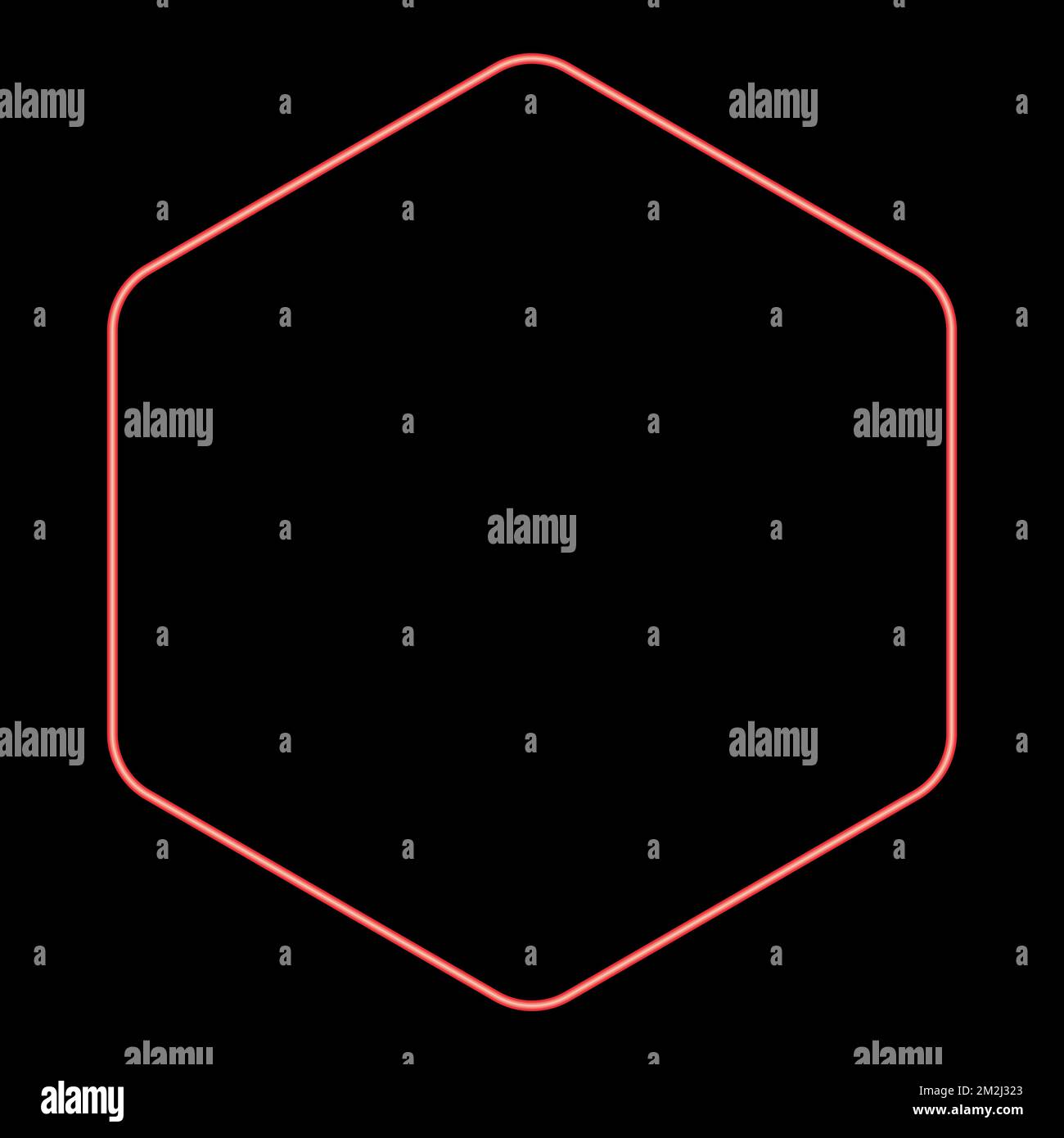 Neon Hexagon With Rounded Corners Red Color Vector Illustration Image