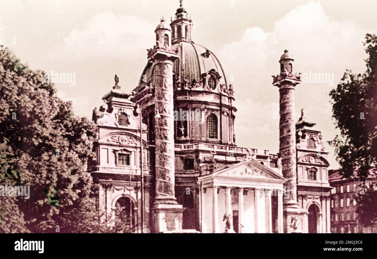 View of St. Charles Cathedral, Vienna, Austria 1960s Stock Photo - Alamy
