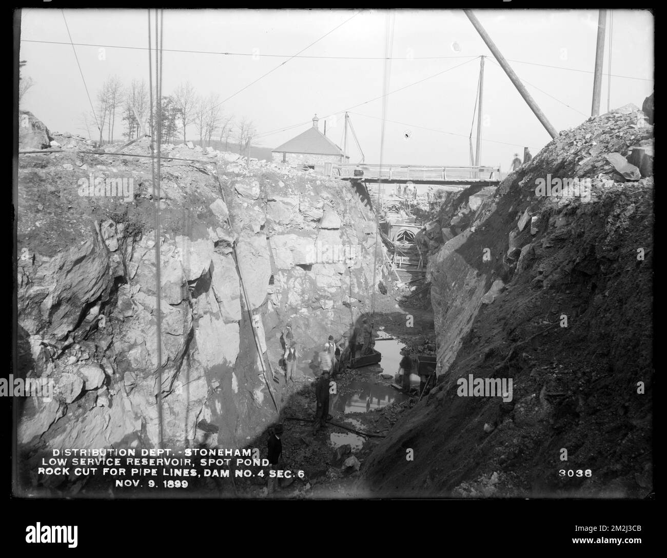 Distribution Department, Low Service Spot Pond Reservoir, rock cut for ...