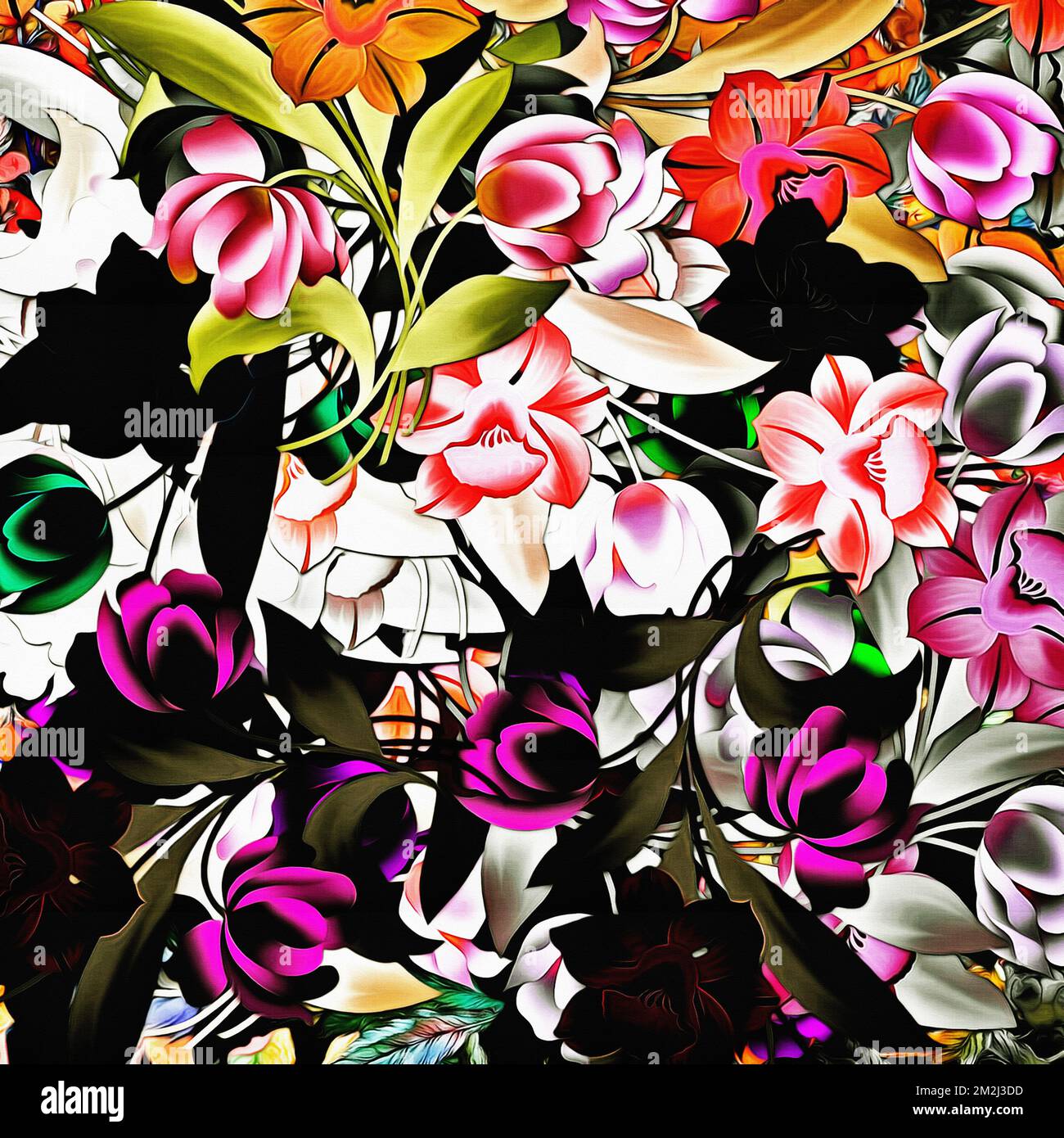 Computer graphics of abstract floral psychedelic background stylization ...