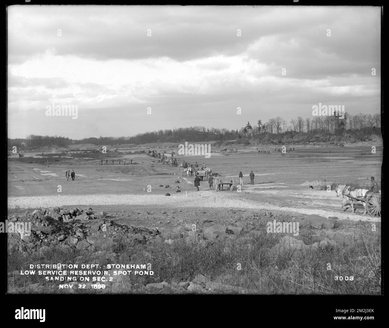 Distribution Department, Low Service Spot Pond Reservoir, sanding on ...
