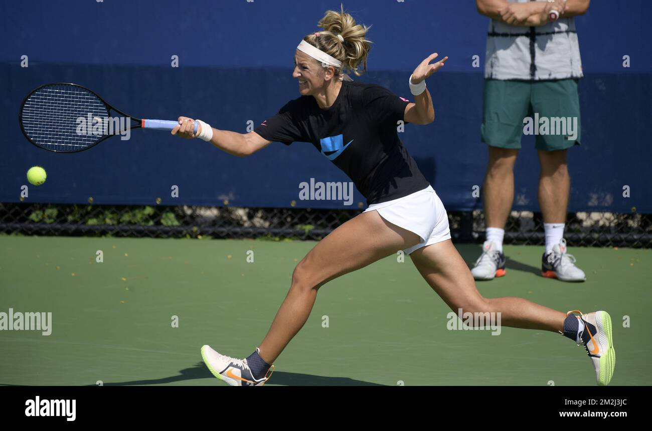 Belorussian Victoria Azarenka pictured in action during a training ...