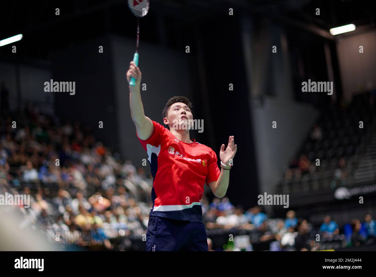 ZHOU Hao Dong of China in action during the mens semi finals doubles ...