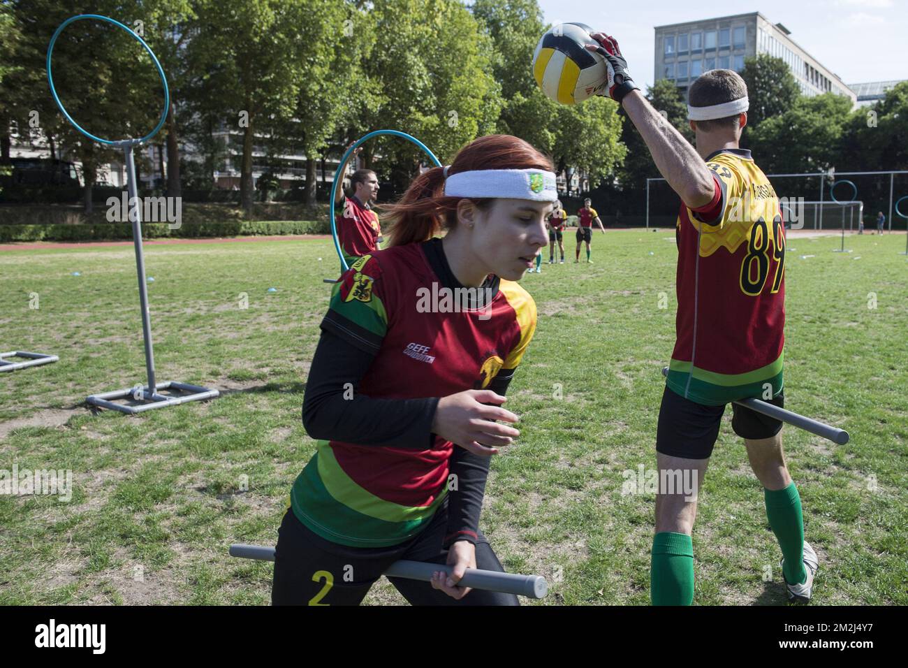 Quidditch match - To score the ball has to be put across one of the ...