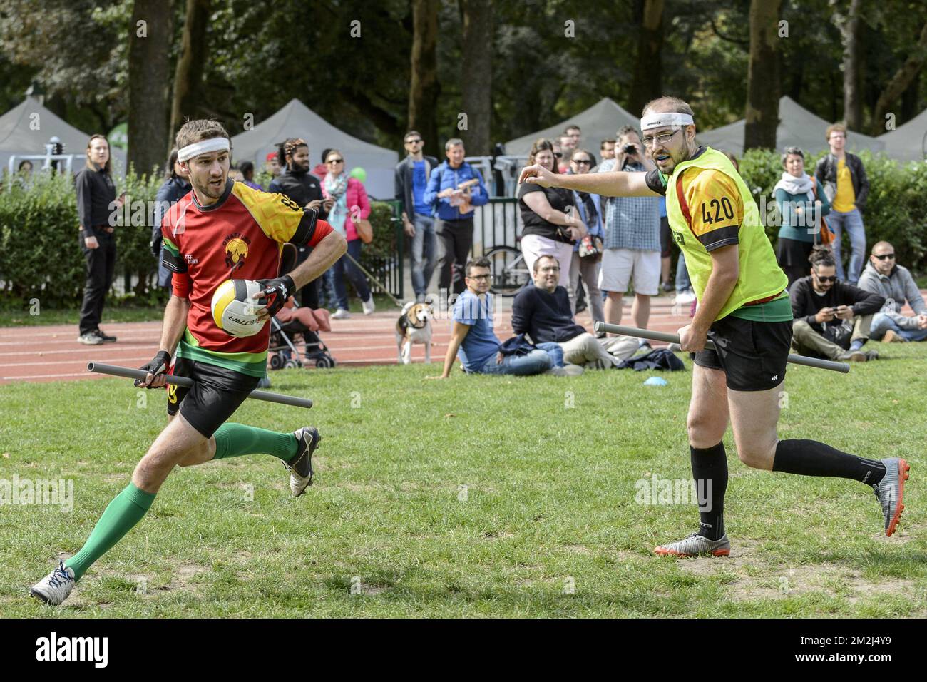 Quidditch match - To score the ball has to be put across one of the ...