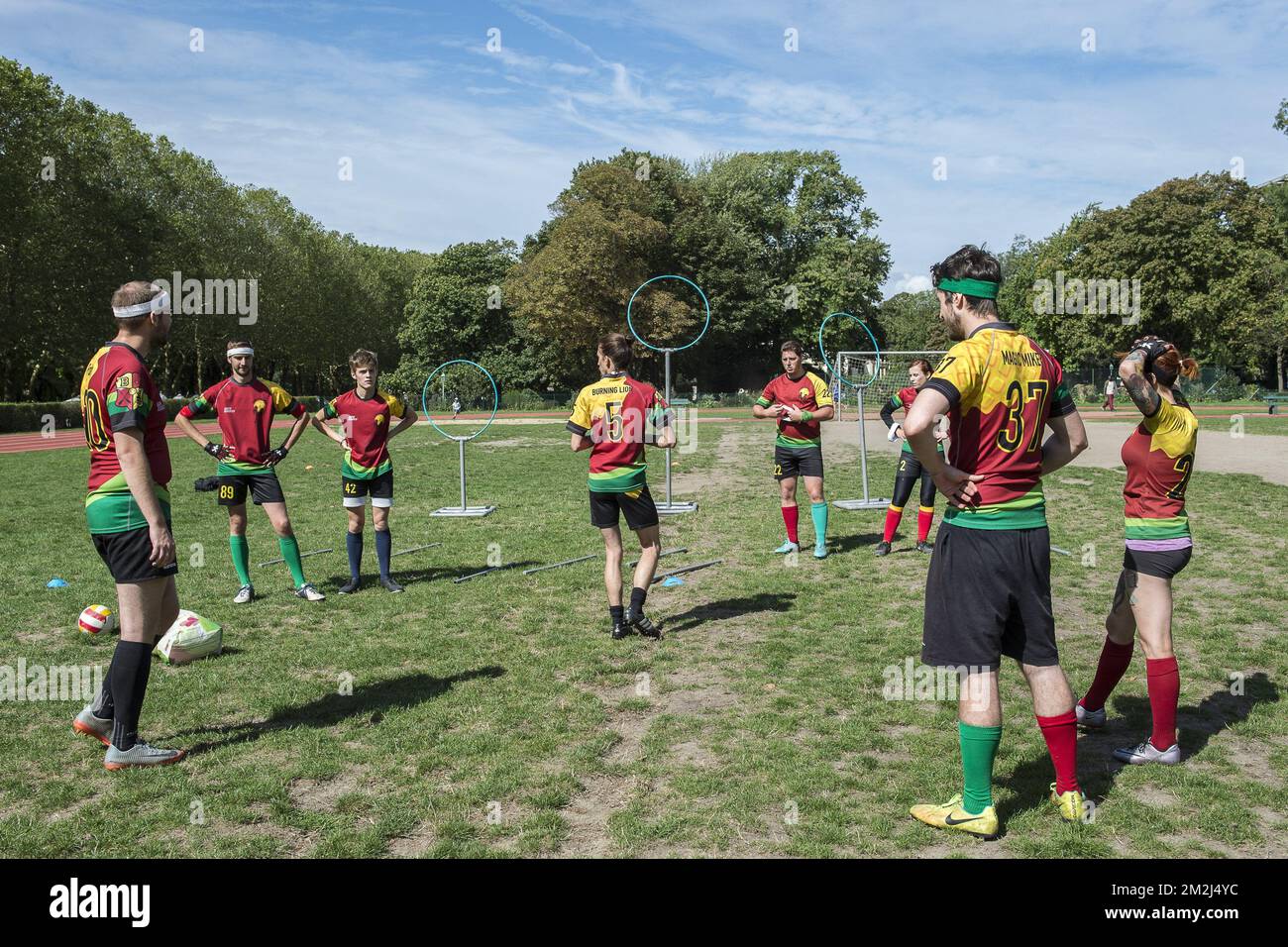 Quidditch match - To score the ball has to be put across one of the ...