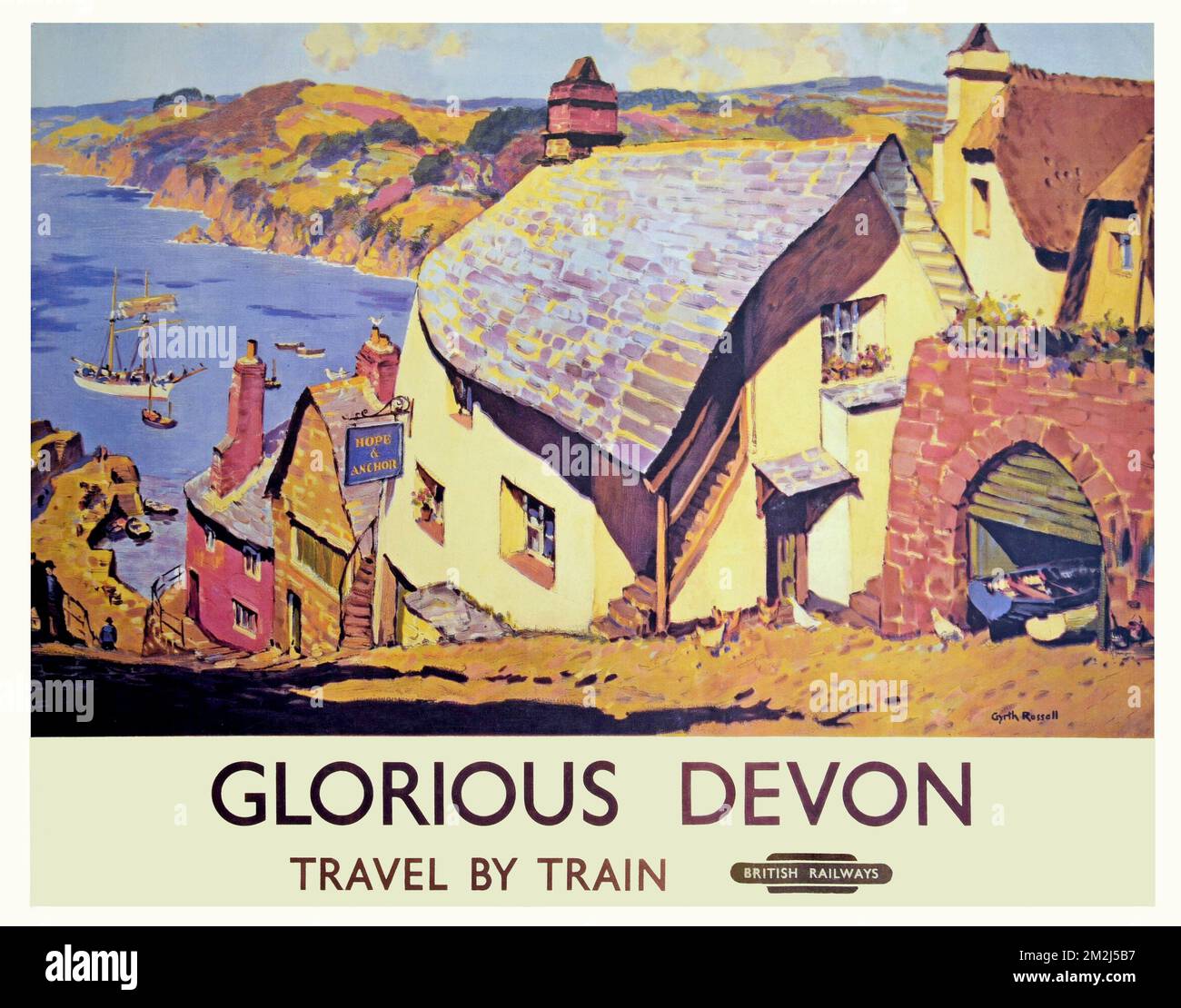 A Vintage British Railways travel poster, advertising rail travel to ...