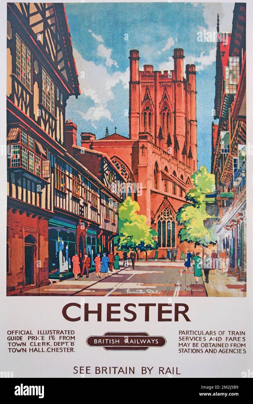 A vintage British Railways Poster advertising rail travel to Chester ...