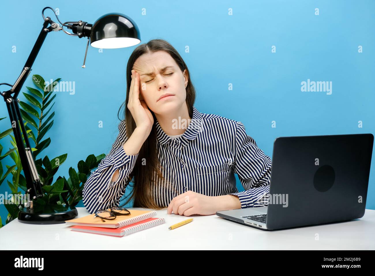 Sad frustrated tired disappointed employee business woman 20s in shirt ...