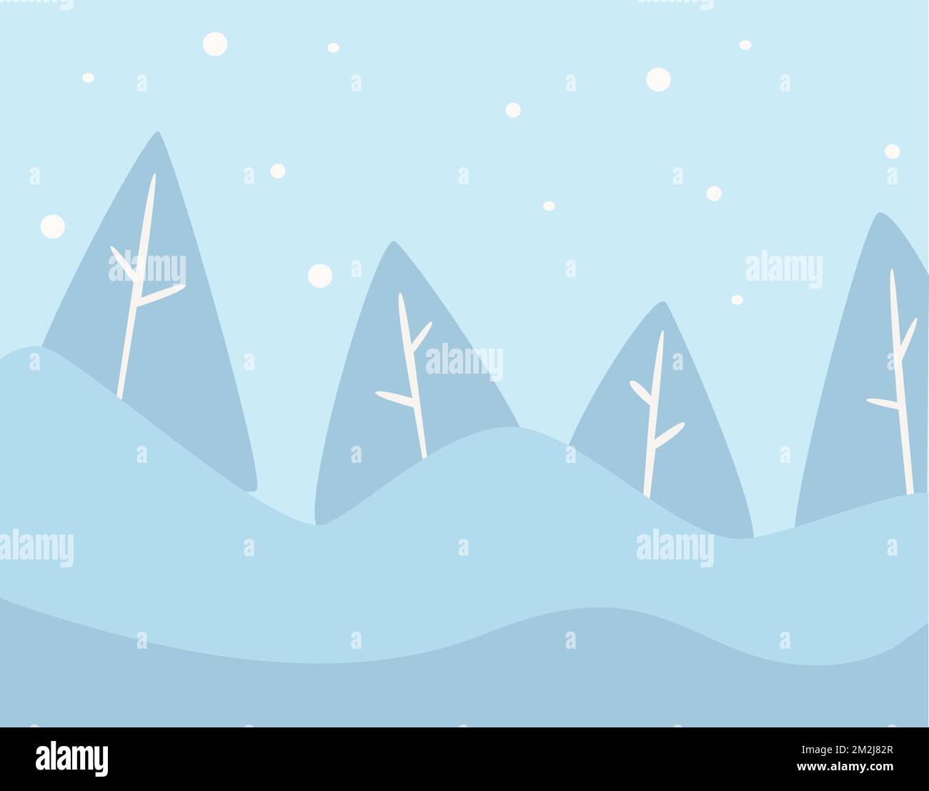 Pine tree winter landscape with snowy hills vector Stock Vector Image ...