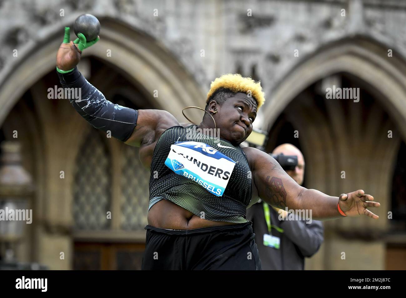 Raven Saunders pictured in action during the shot put event of the ...