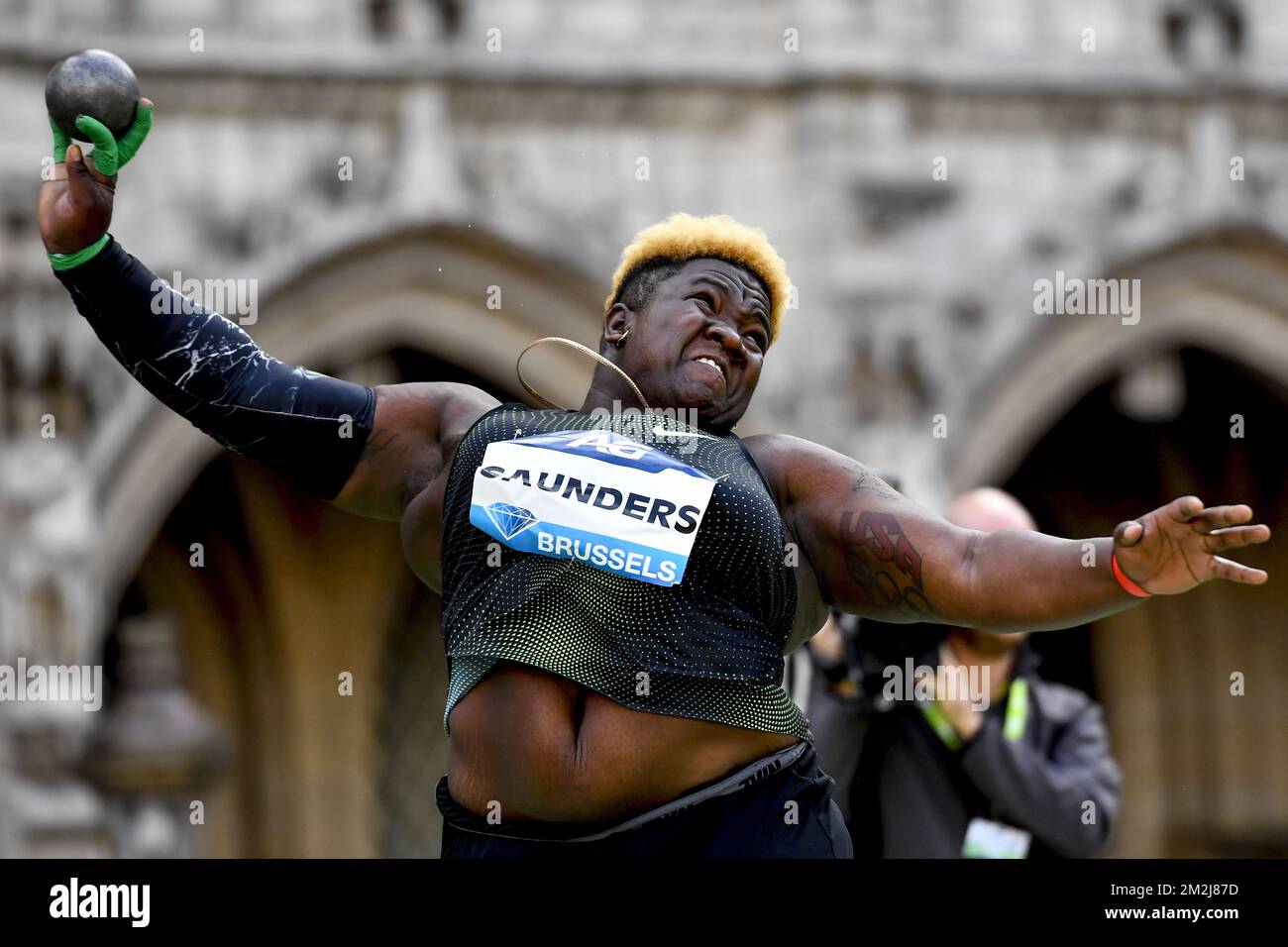 Raven Saunders pictured in action during the shot put event of the ...