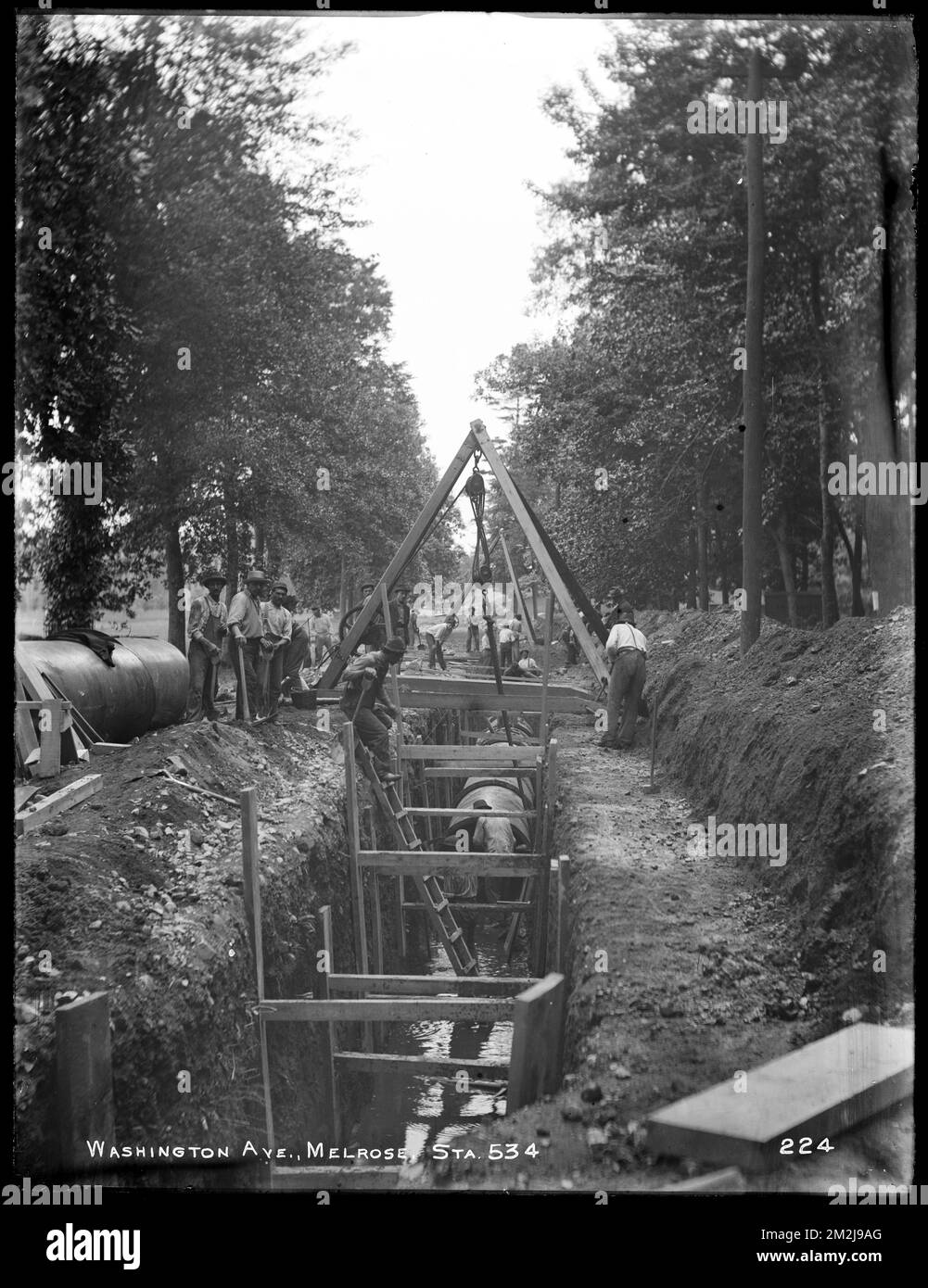 Distribution Department, Northern High Service Pipe Line, trench work ...