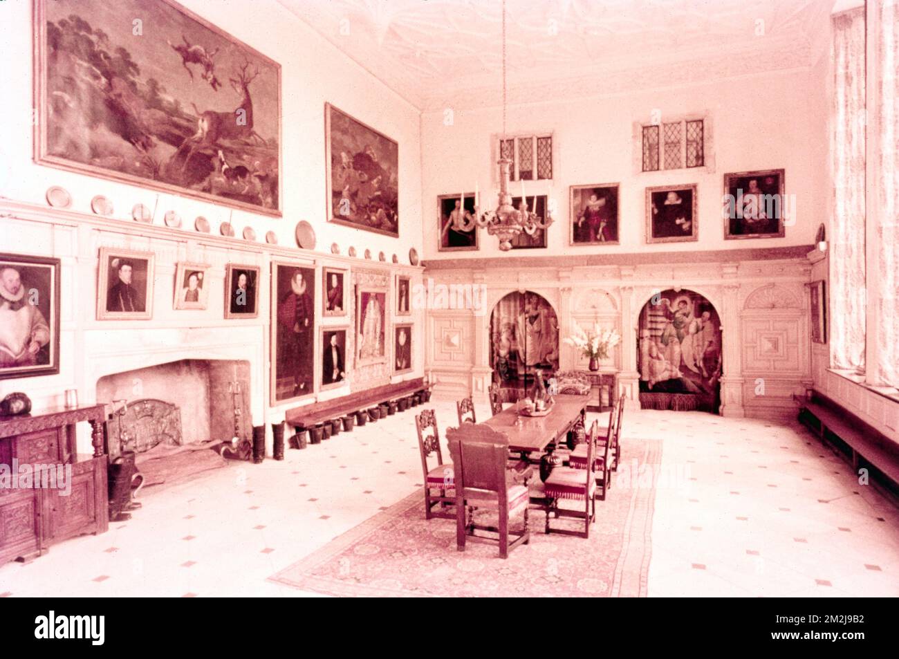 View of the Great Hall at Parham House, Sussex, UK 1960s Stock Photo ...