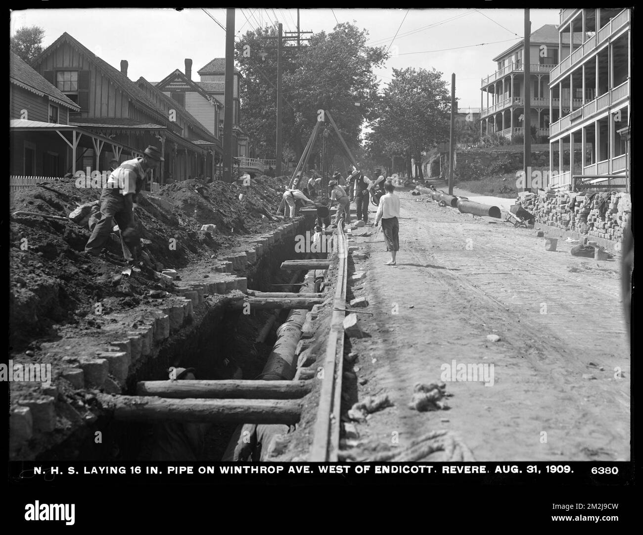 Laying of water pipelines Black and White Stock Photos & Images - Alamy