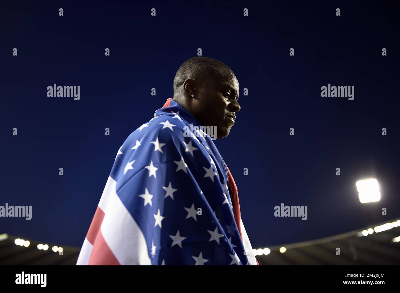 US's Christian Coleman celebrates after winning the men's 100m race at ...