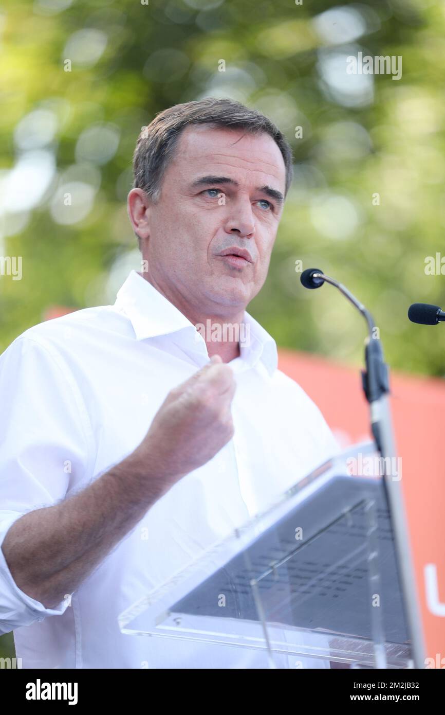 cdH chairman Benoit Lutgen delivers a speech at the yearly family day ...