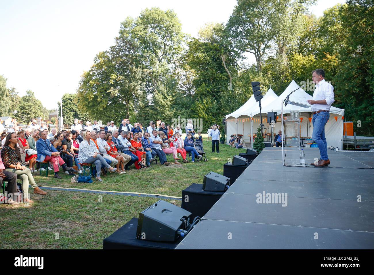 cdH chairman Benoit Lutgen delivers a speech at the yearly family day ...
