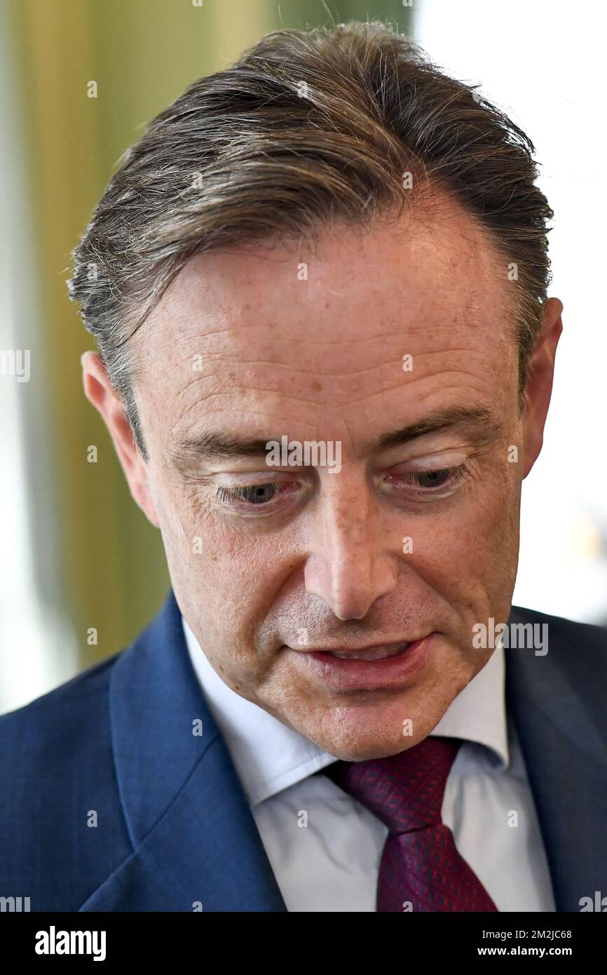 N-VA chairman Bart De Wever pictured during at the drawing of the list ...