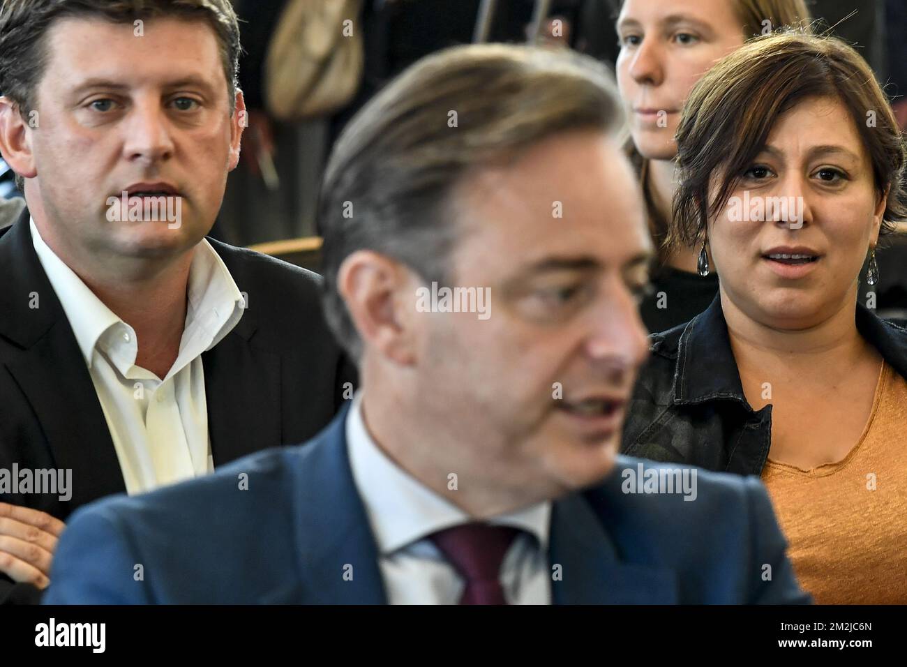 Sp.a chairman John Crombez, N-VA chairman Bart De Wever and Groen ...