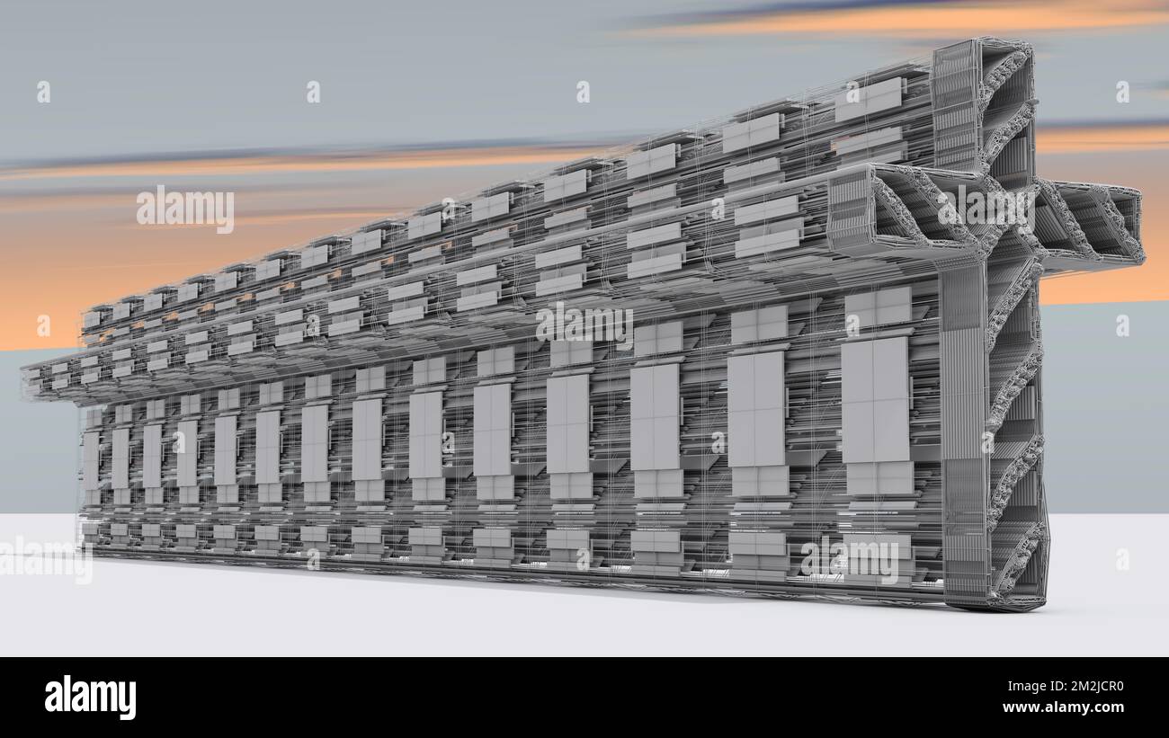 A 3D Illustration of an architectural structure based on a Christian ...