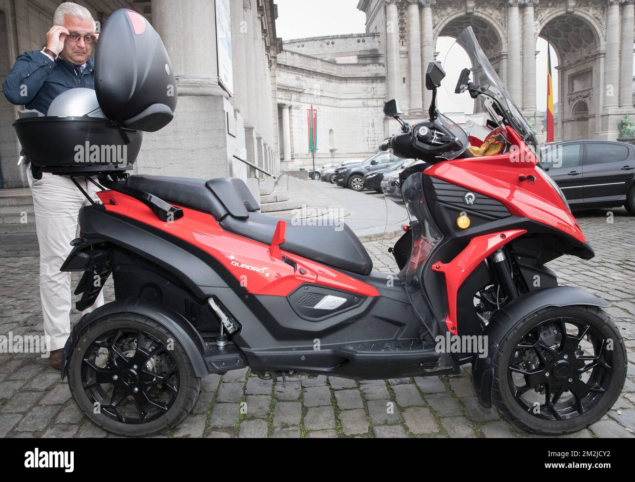 Prince Laurent of Belgium pictured ahead of the presentation of a new four wheel motor bike ...