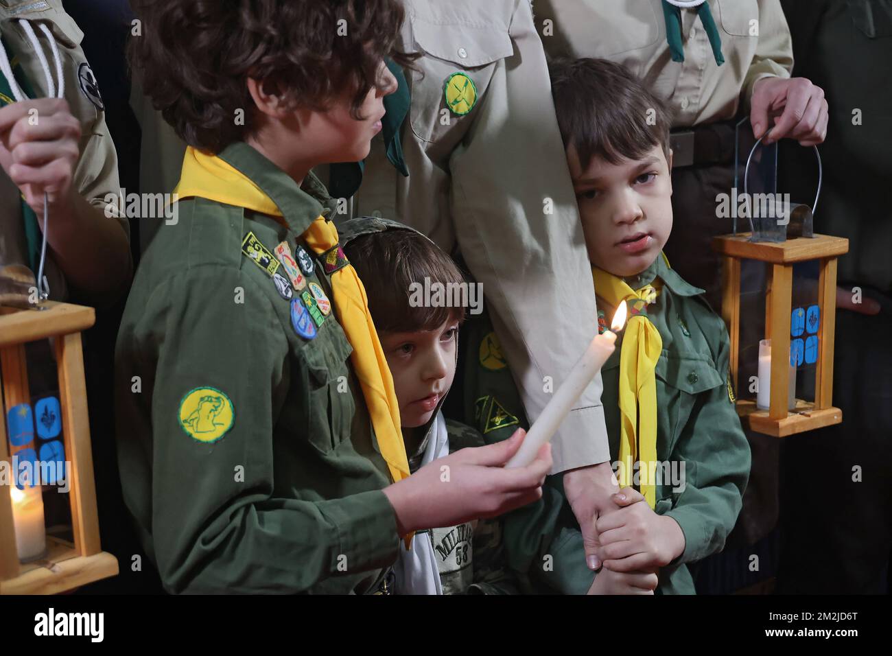 Non Exclusive: KHARKIV, UKRAINE - DECEMBER 13, 2022 - Plast scouts are ...