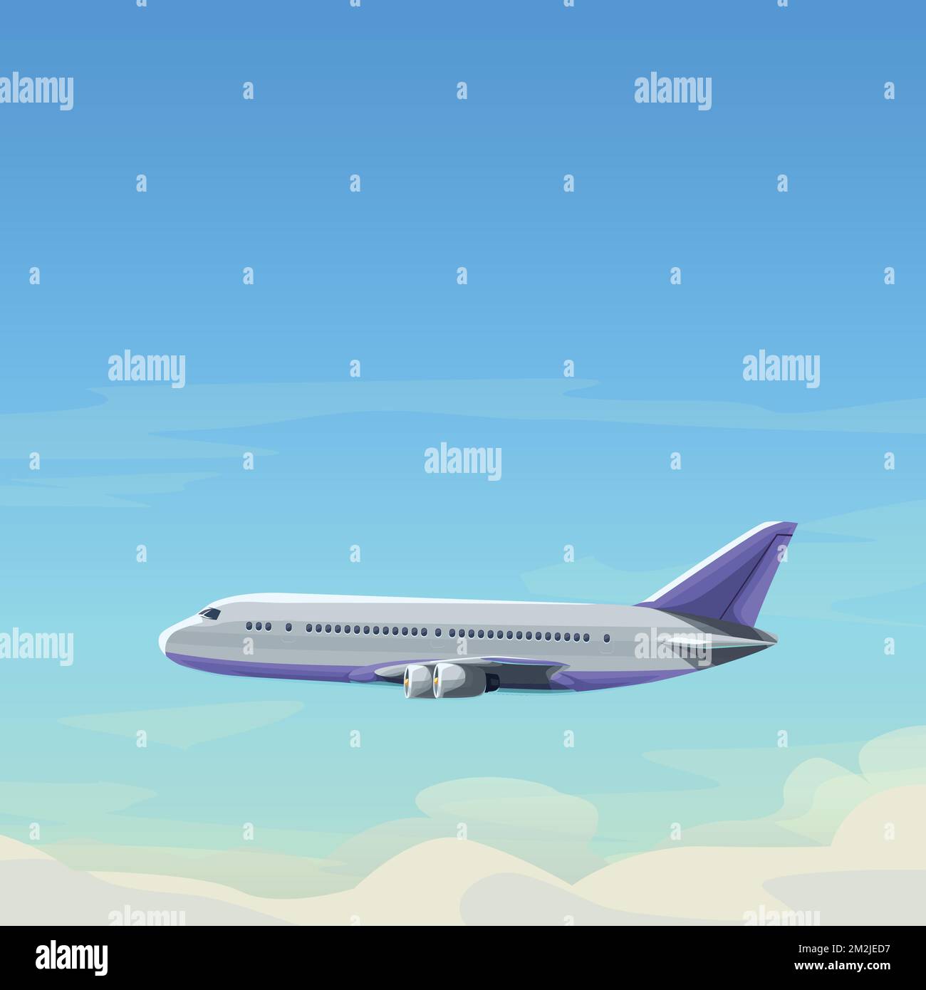 a modern airplane side view above clouds Stock Vector Image & Art - Alamy