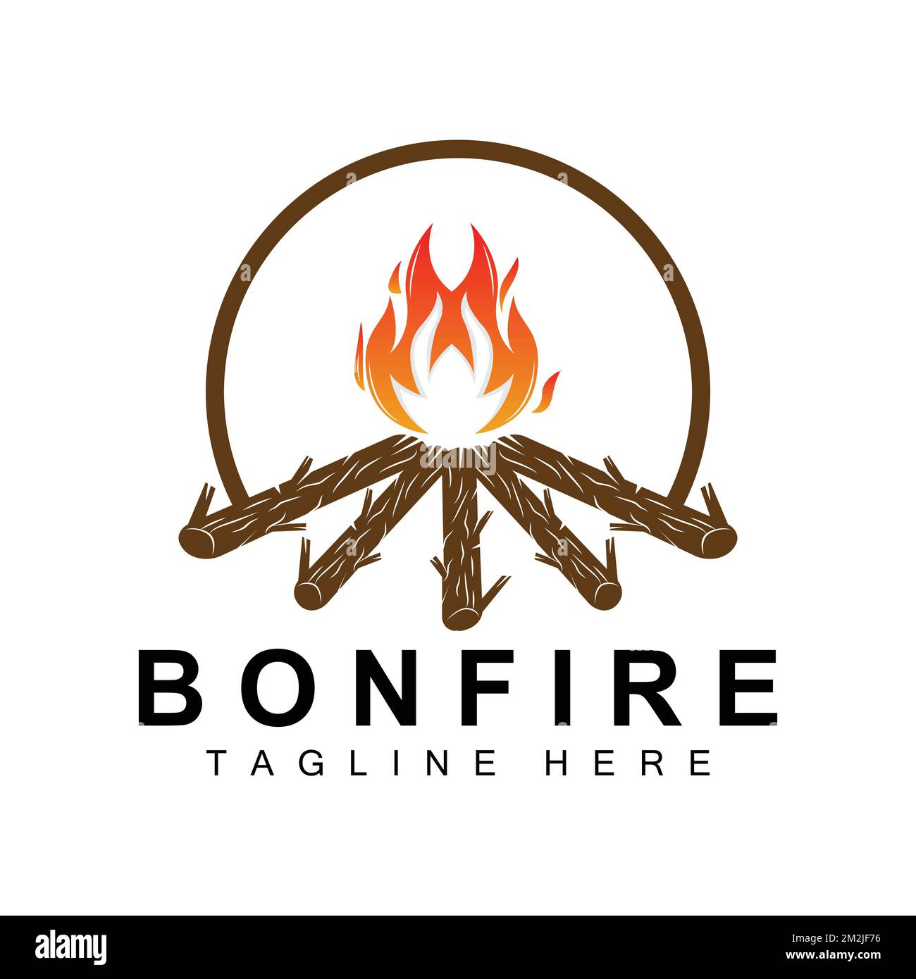 Campfire Logo Design, Camping Vector, Wood Fire And Forest Design Stock ...