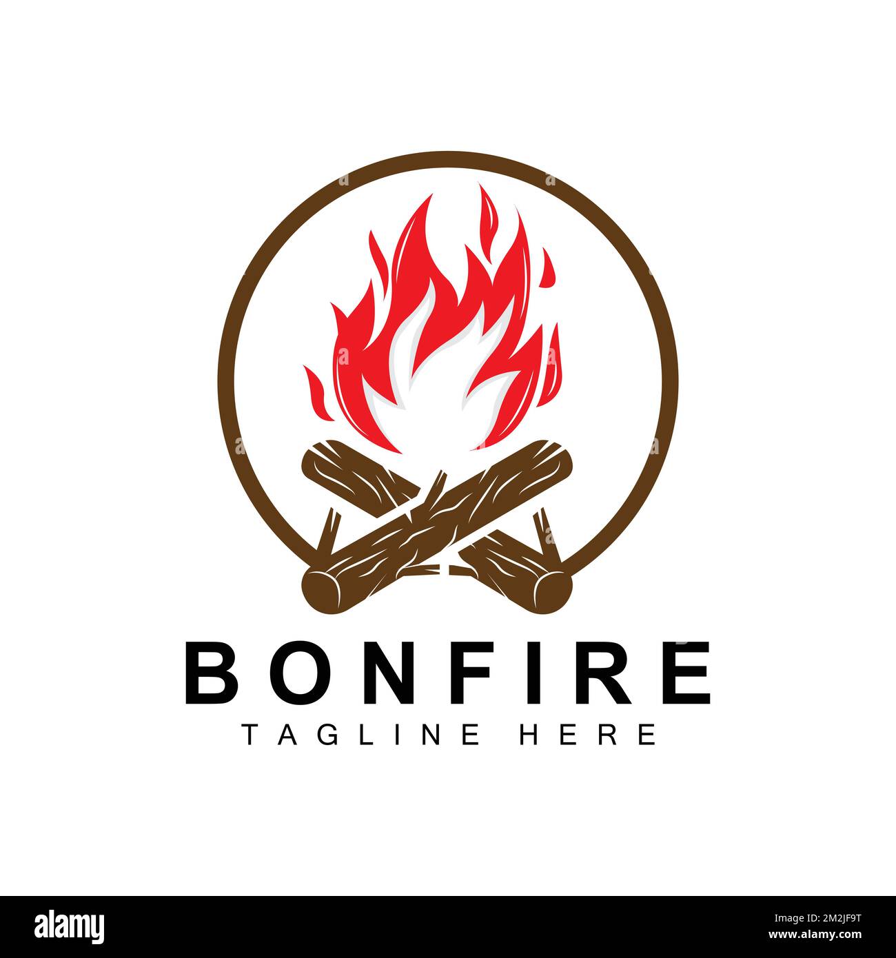 Campfire Logo Design, Camping Vector, Wood Fire And Forest Design Stock ...