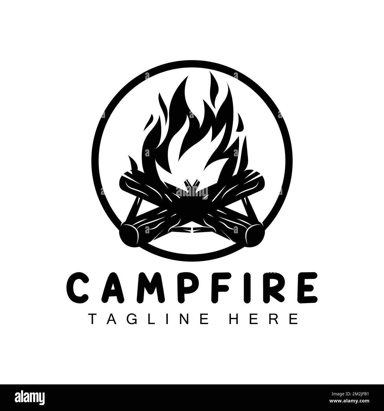 Campfire Logo Design, Camping Vector, Wood Fire And Forest Design Stock ...