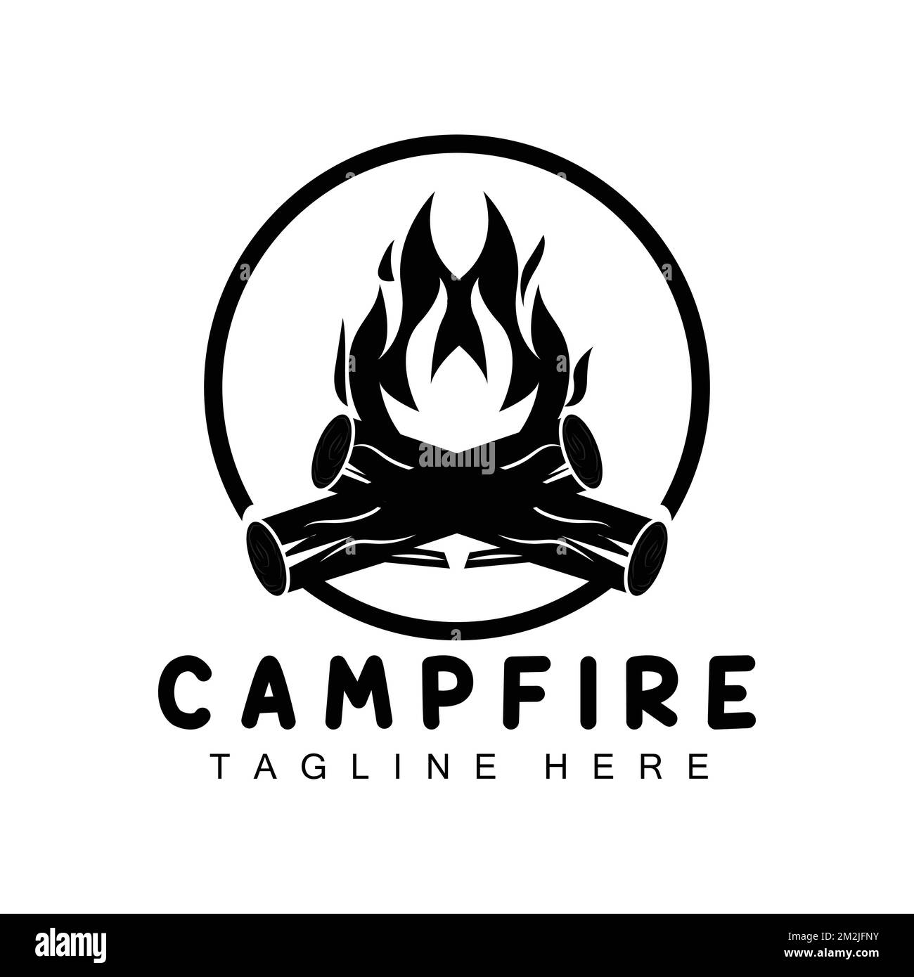 Campfire Logo Design, Camping Vector, Wood Fire And Forest Design Stock ...