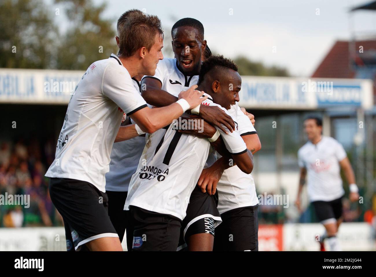 Roeselare's Saviour Godwin celebrates after scoring during a soccer ...