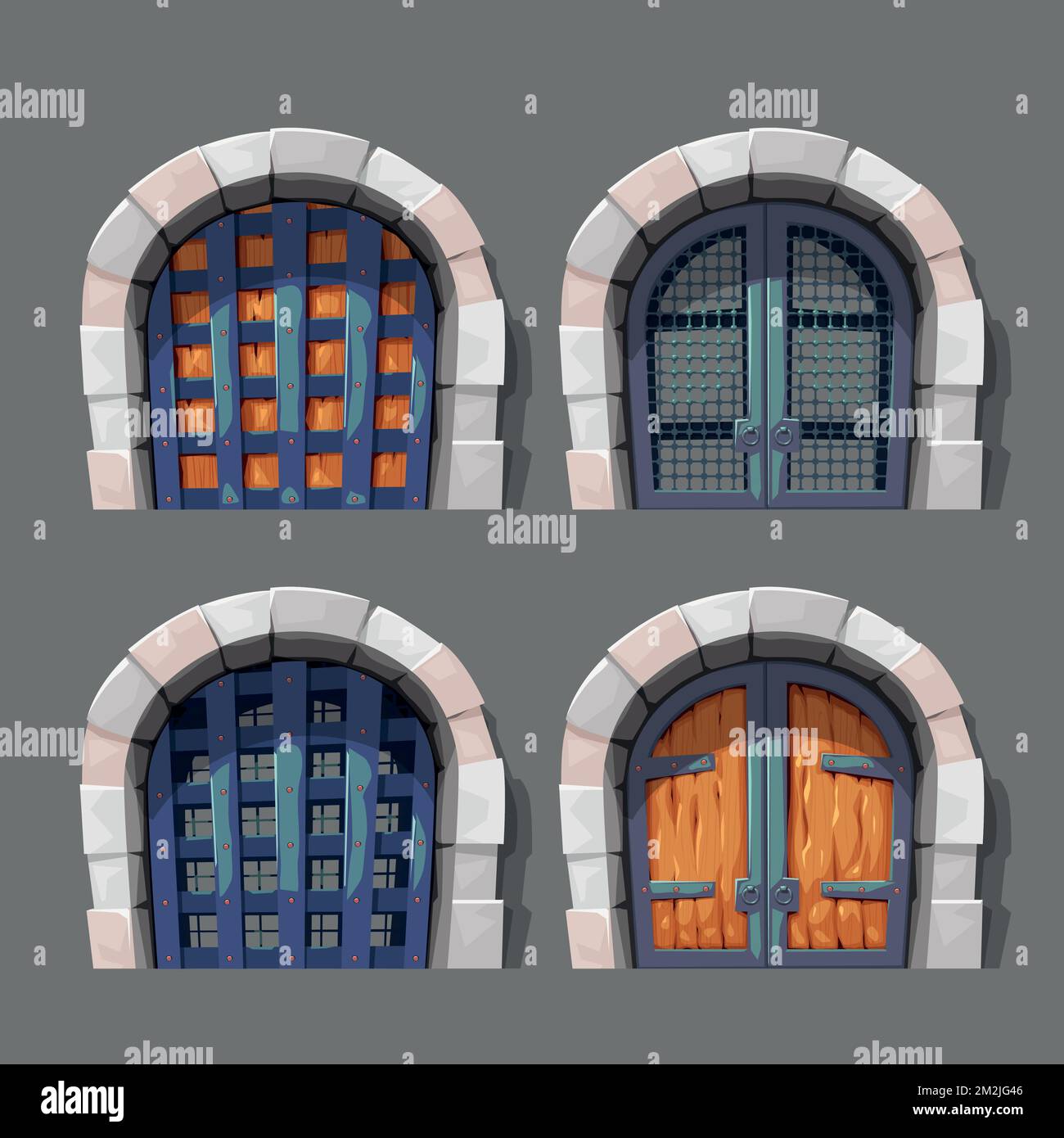 medieval castle gates front view in set Stock Vector Image & Art - Alamy