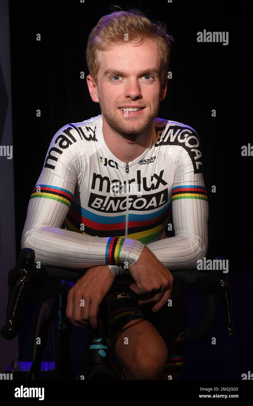 Belgian Eli Iserbyt poses for the photographer at the team presentation ...