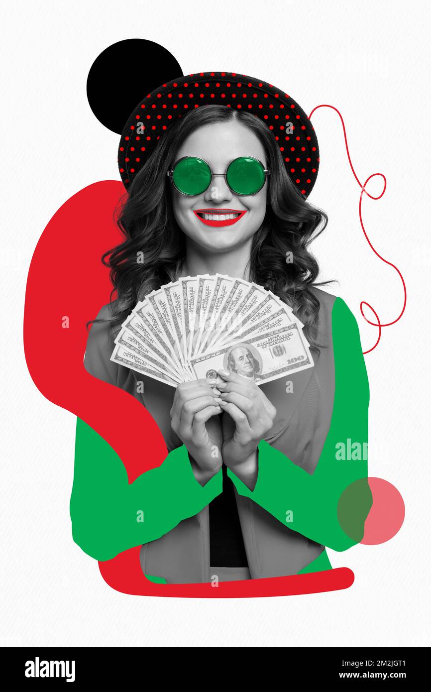 Creative photo 3d collage artwork postcard poster of positive happy ...