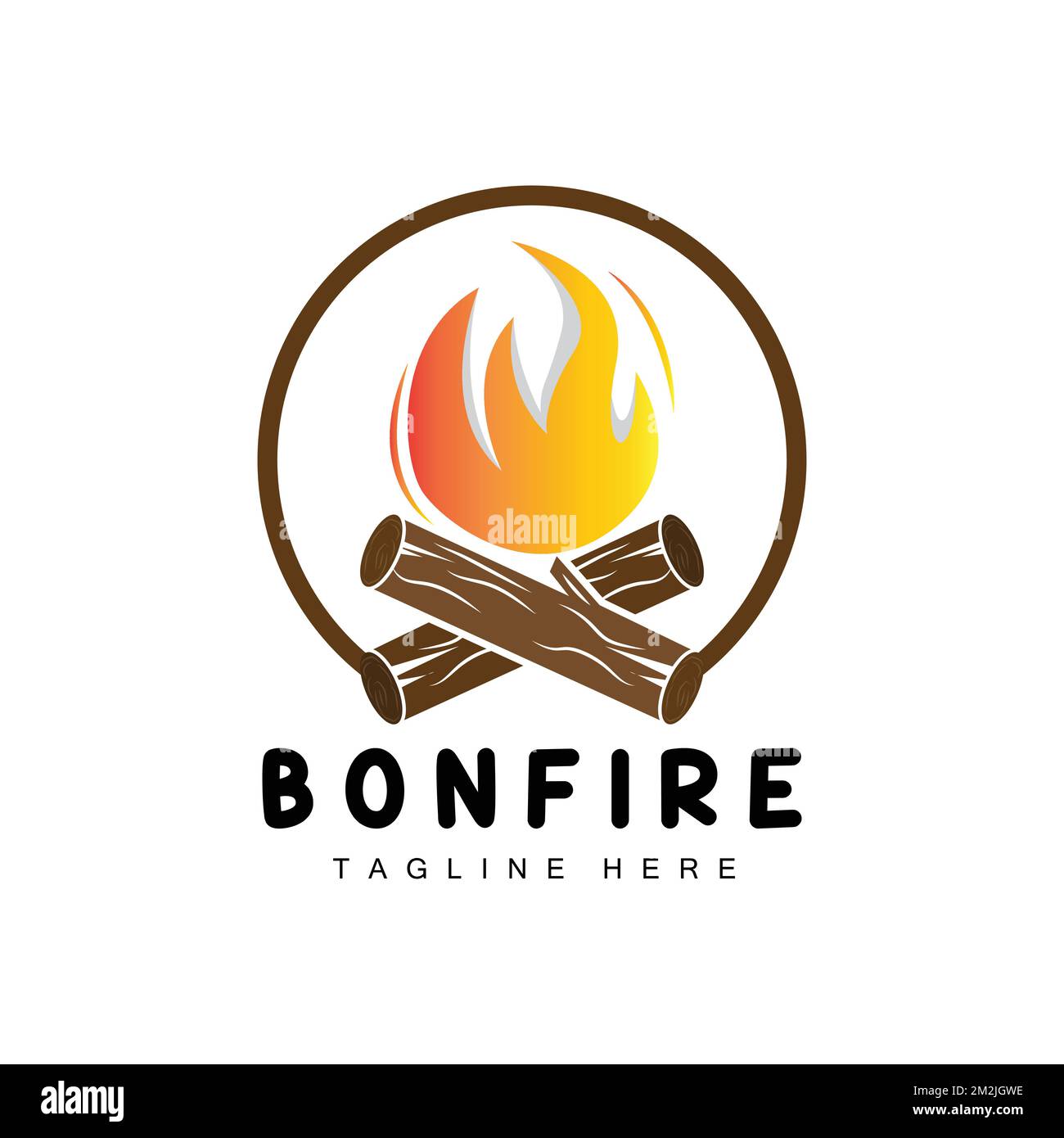 Campfire Logo Design, Camping Vector, Wood Fire And Forest Design Stock ...