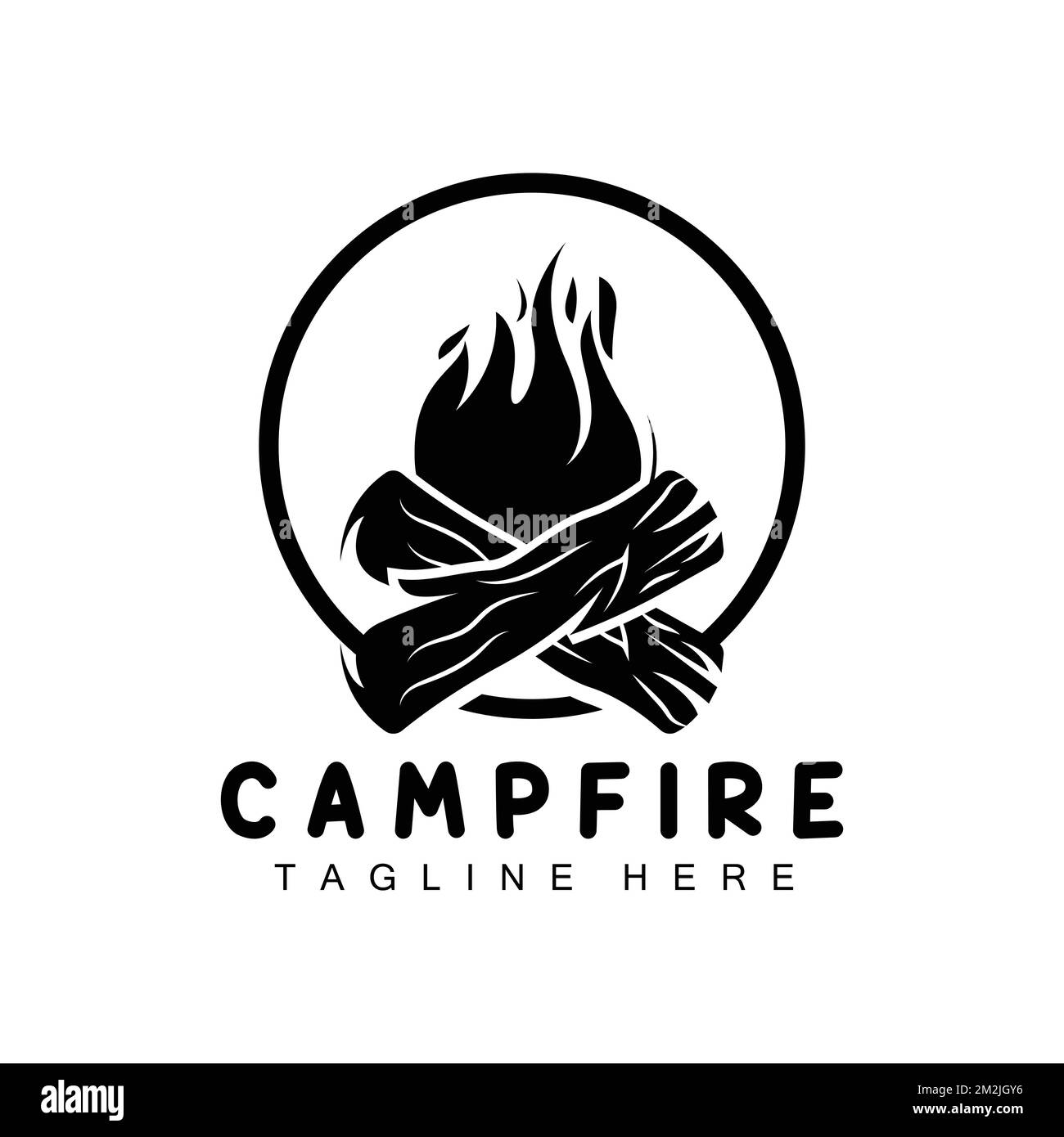 Campfire Logo Design, Camping Vector, Wood Fire And Forest Design Stock ...