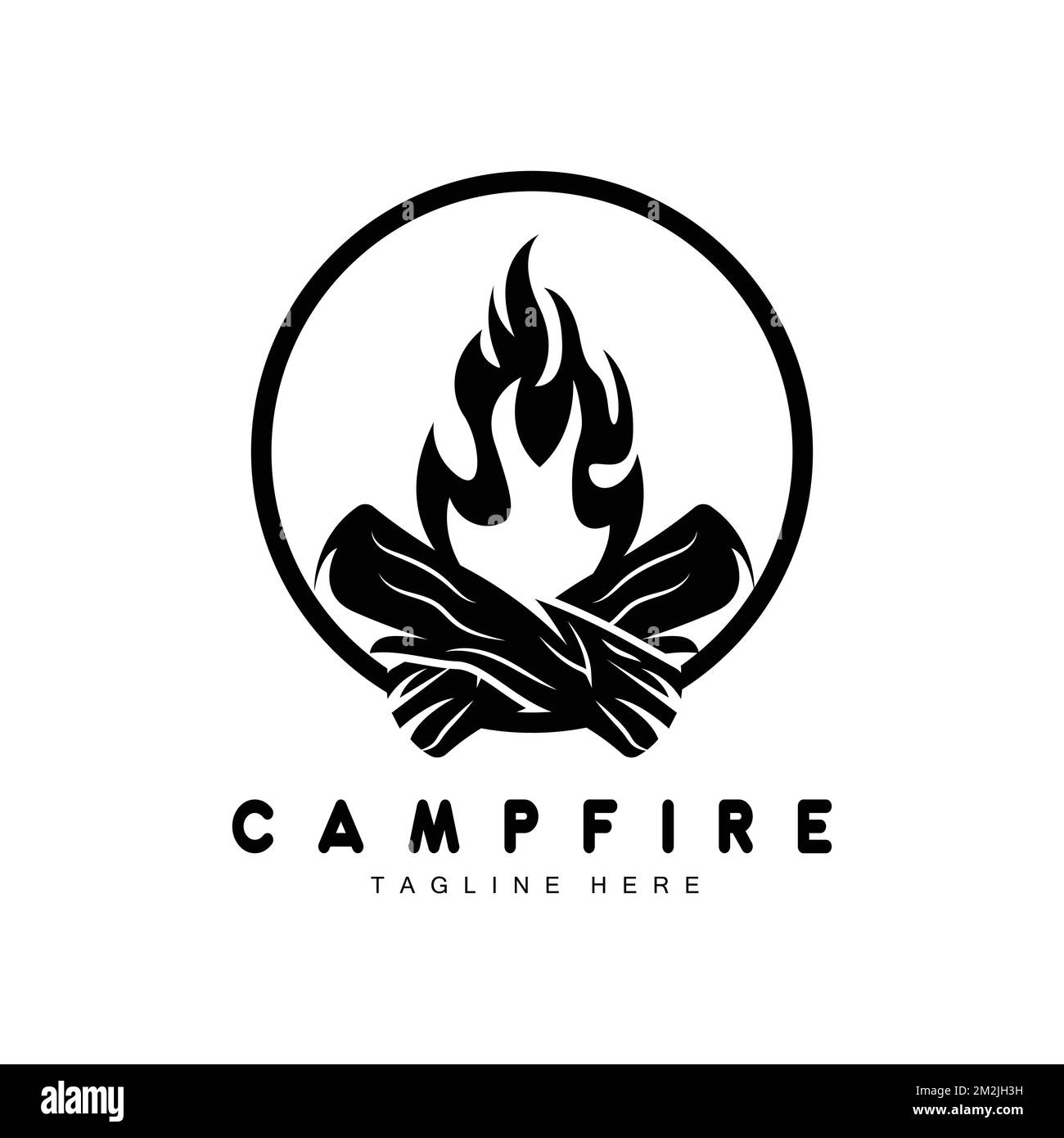 Campfire Logo Design, Camping Vector, Wood Fire And Forest Design Stock ...