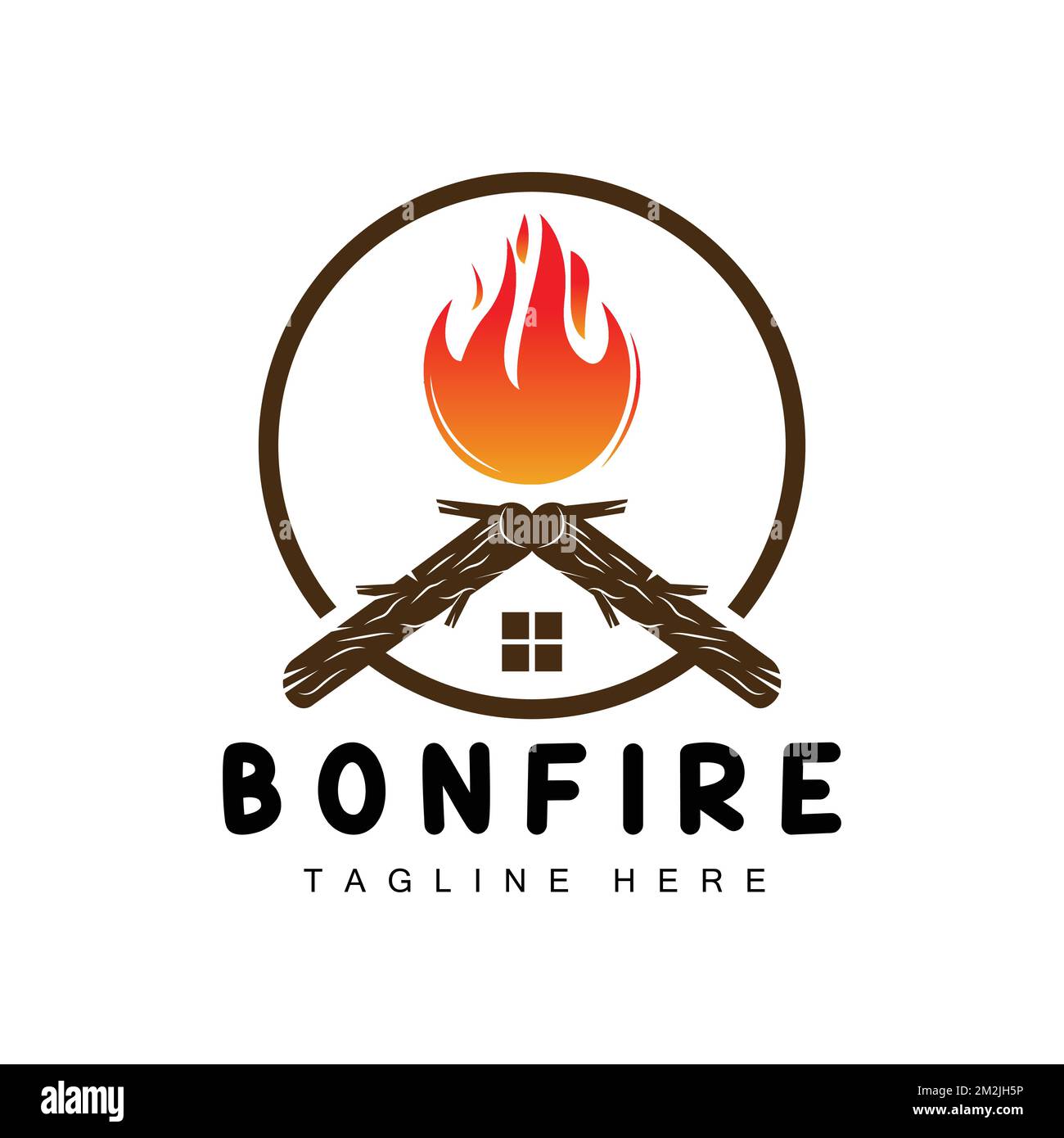Campfire Logo Design, Camping Vector, Wood Fire And Forest Design Stock ...