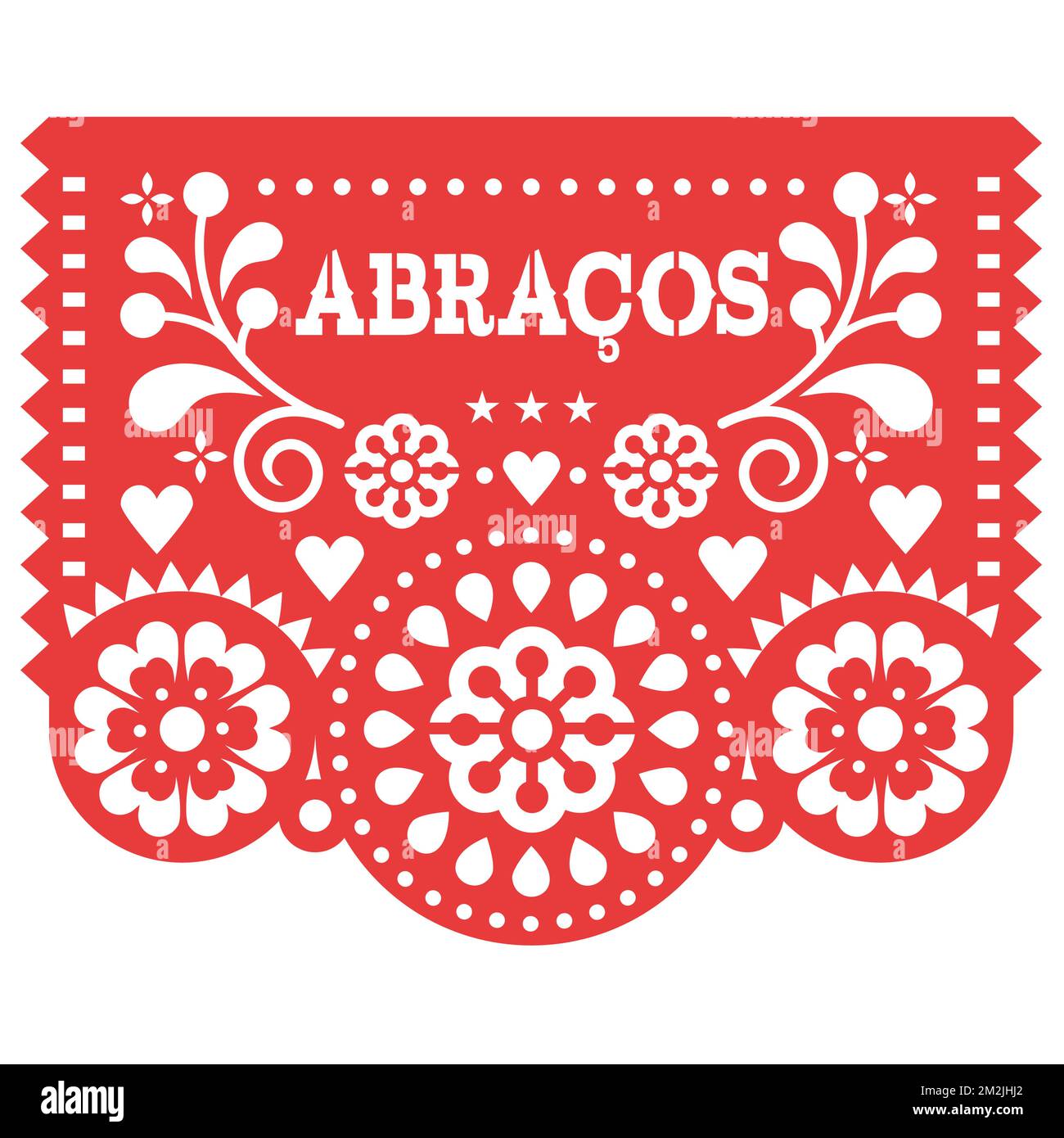 Abracos (hugs in Spanish) Papel Picado vector greeting card design ...