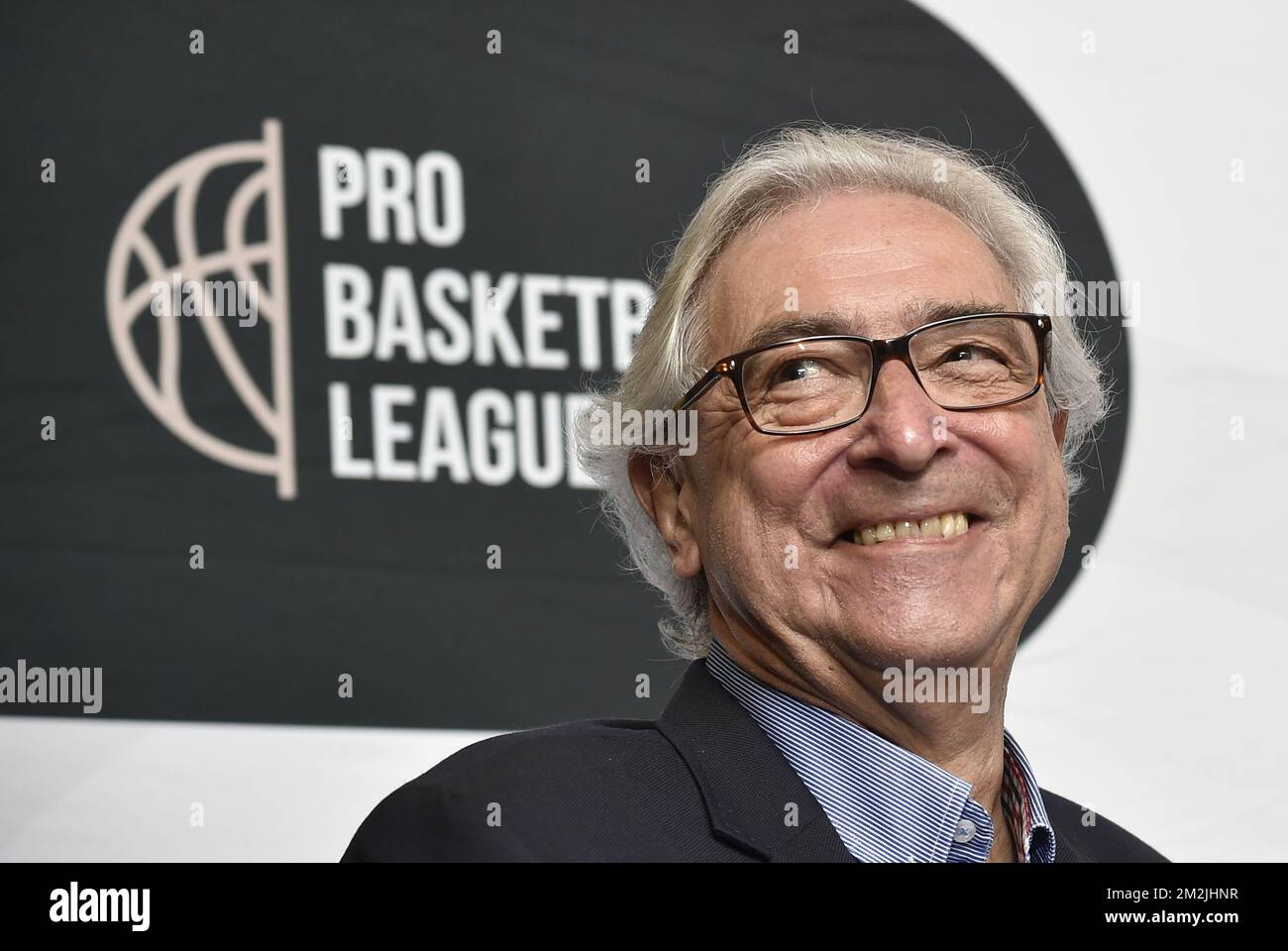 Basketball League Belgium chairman Arthur Goethals talks during a press ...