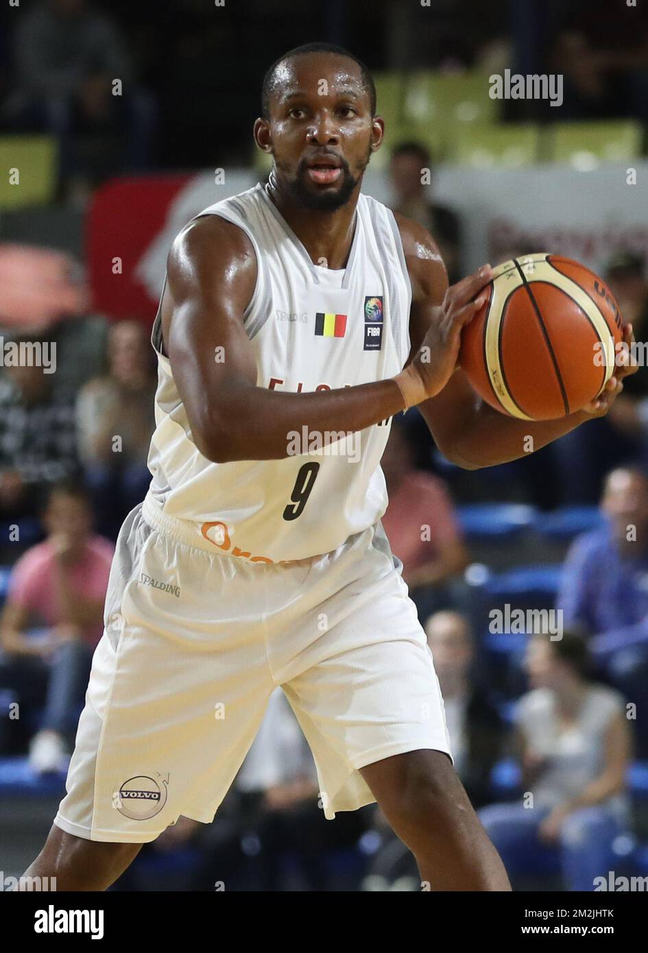Belgium's Jonathan Tabu pictured in action during a basketball game ...