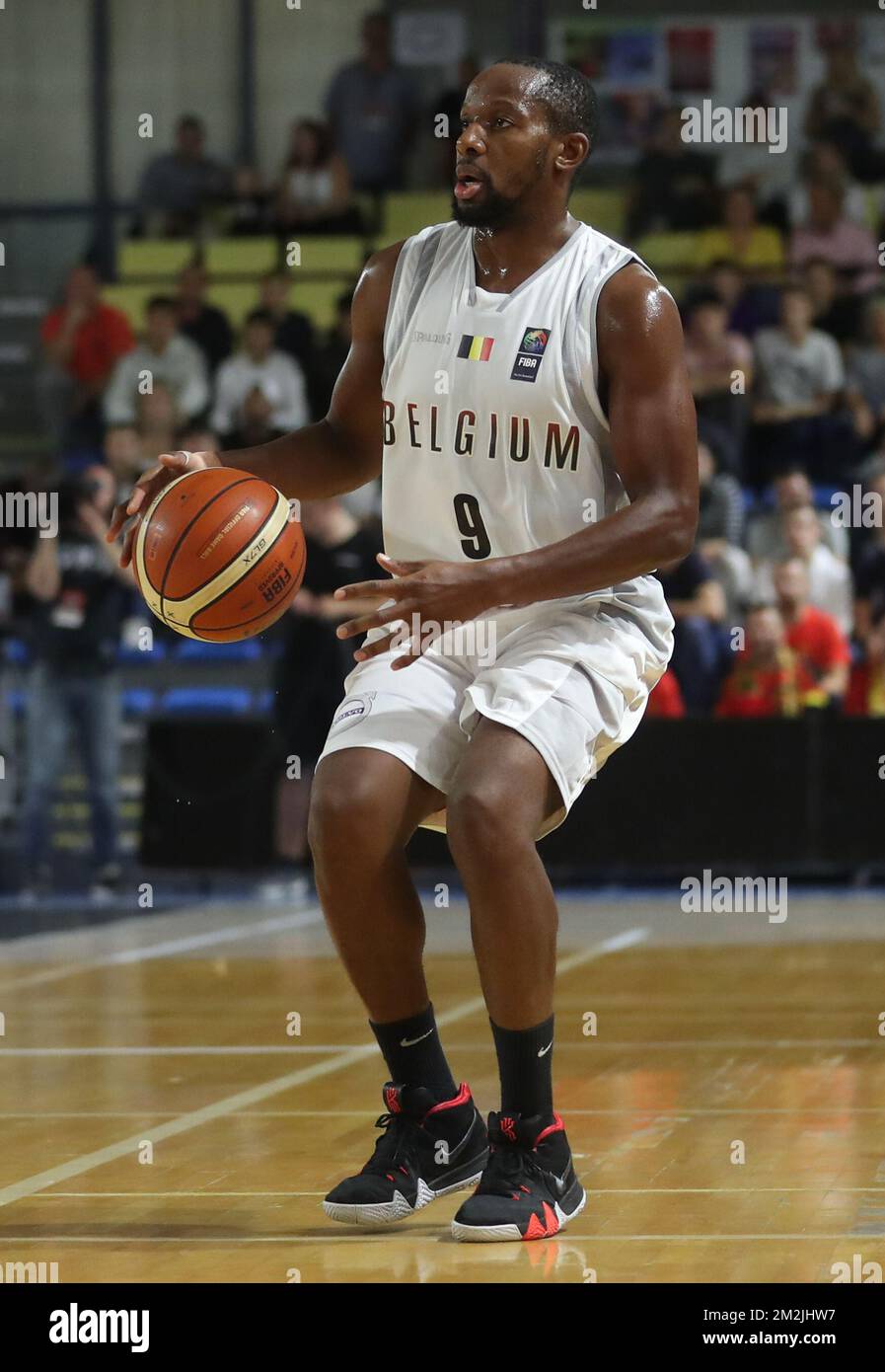 Belgium's Jonathan Tabu pictured in action during a basketball game ...