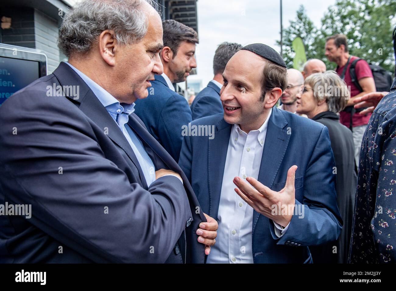 Open VLD's Samuel Markowitz and Antwerp alderman Claude Marinower pictured during the ...