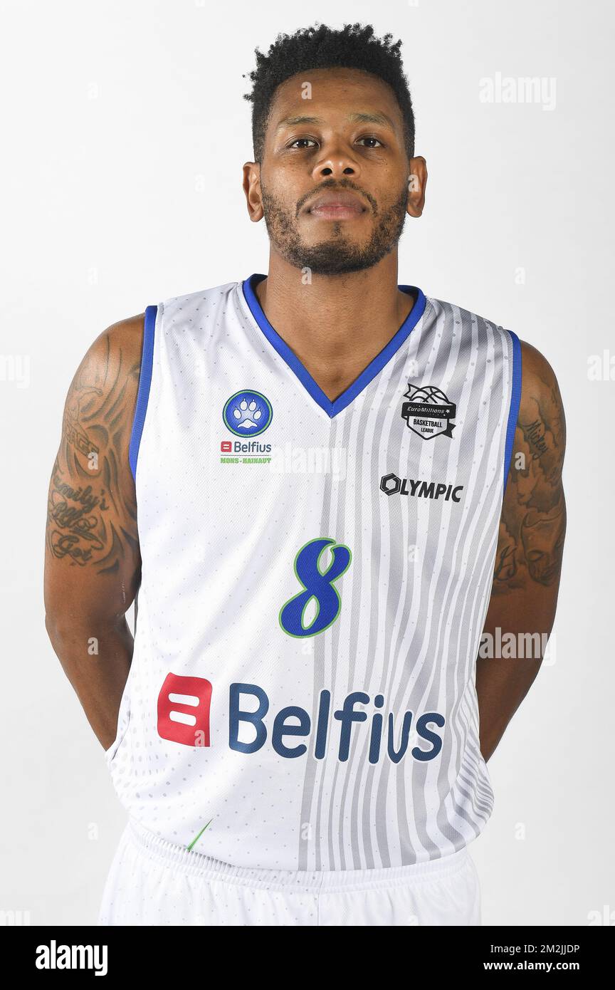 Mons' Justin Cage poses during a photoshoot of Belgian Basketball team ...