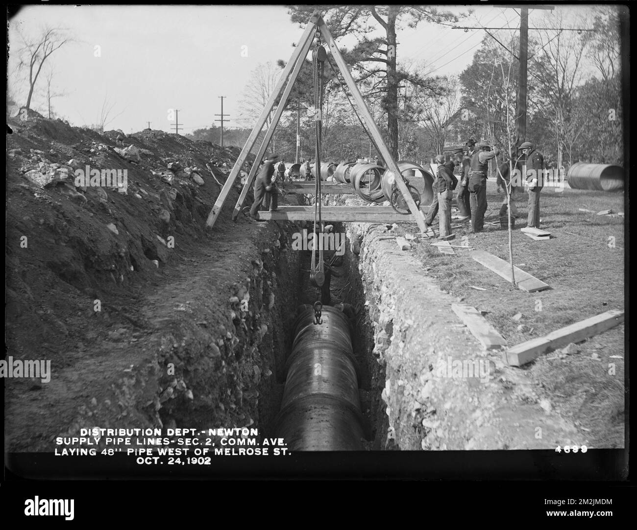 Laying of water pipelines Black and White Stock Photos & Images - Alamy