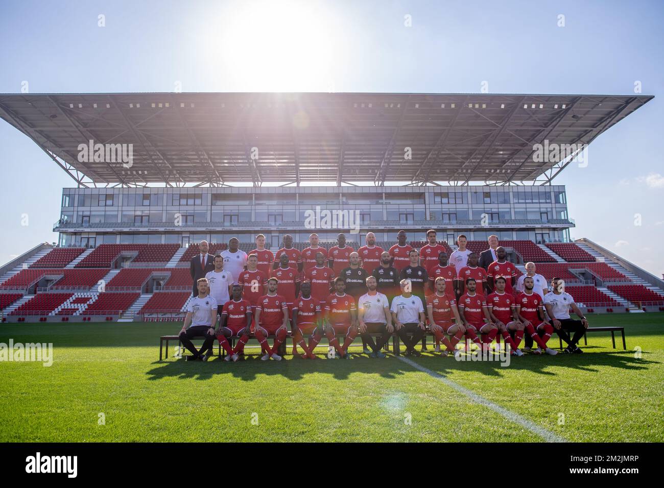 (Up L-R) Antwerp's team manager Frederic Leidgens; Antwerp's logistics ...